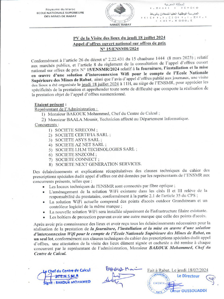 PV Visite Des Lieux Ao 15-Ensmr-2024 | PDF