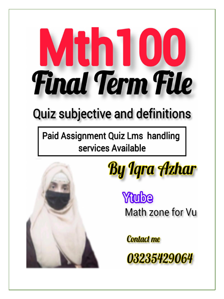 Mth100 Final Term by Iqra Azhar | PDF | Level Of Measurement | Set ...