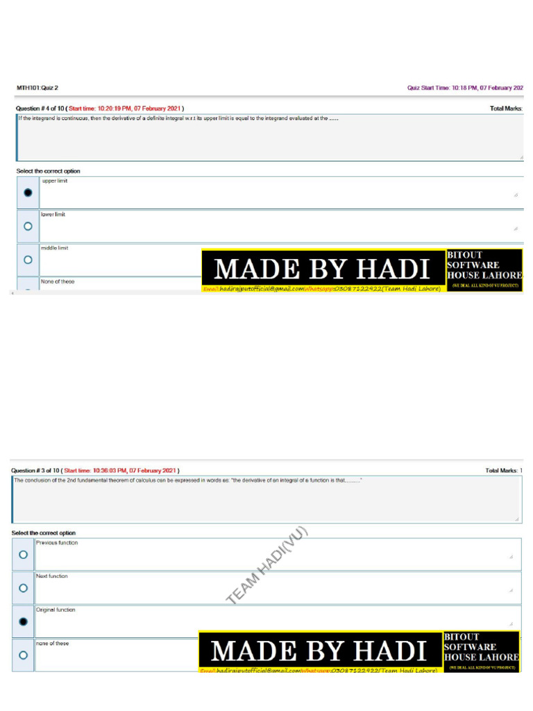 Mth101 Final Term File 1 Solved by Team Hadi | PDF