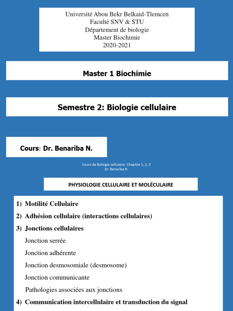 Cours Biologie Cellulaire Chap 1-2-3 | PDF | Matrice extracellulaire ...