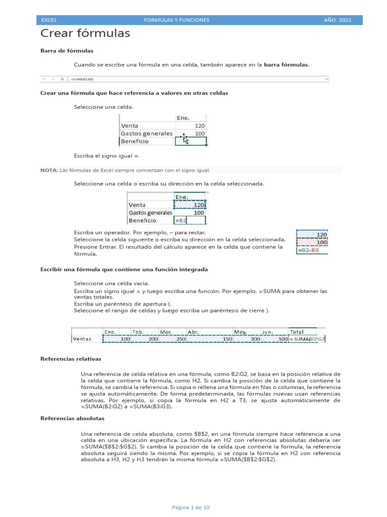 Teoria De Formulas Y Funciones De Excel Pdf Números Microsoft Excel