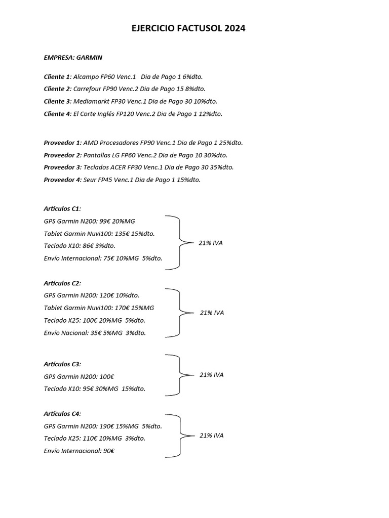 Ejercicio 1 Factusol 2024 | PDF