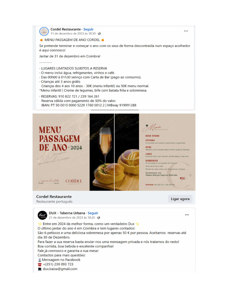 Coimbra - Menus 2024 | PDF