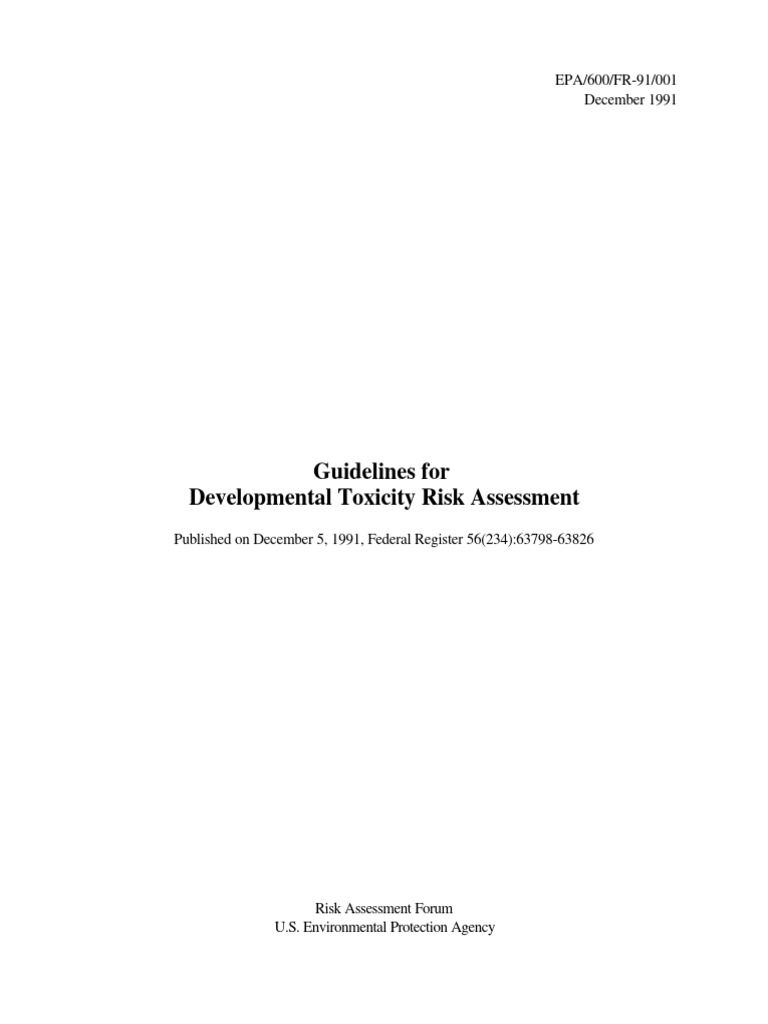 Guidelines for Developmental Toxicity Risk Assessment | PDF | Toxicity ...