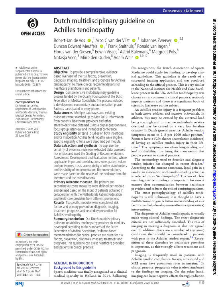 Dutch Guidelines for Achilles Tendinopathy | PDF | Medical Diagnosis ...