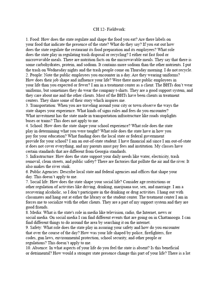 CH 12 - Fieldwork | PDF | Nutrition Facts Label | Foods