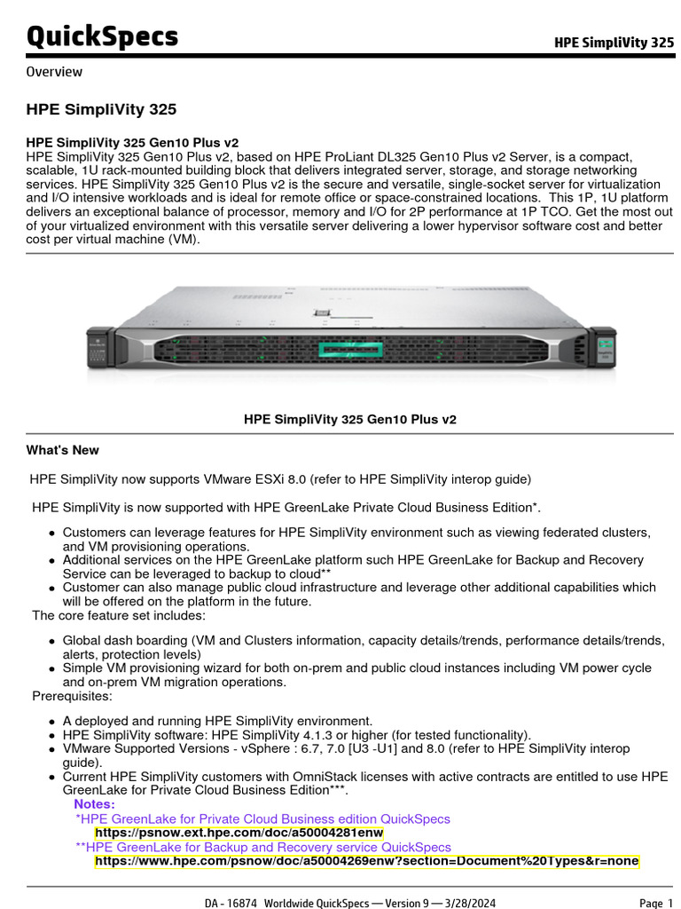 Hpe Simplivity 325 Pdf Cloud Computing Solid State Drive
