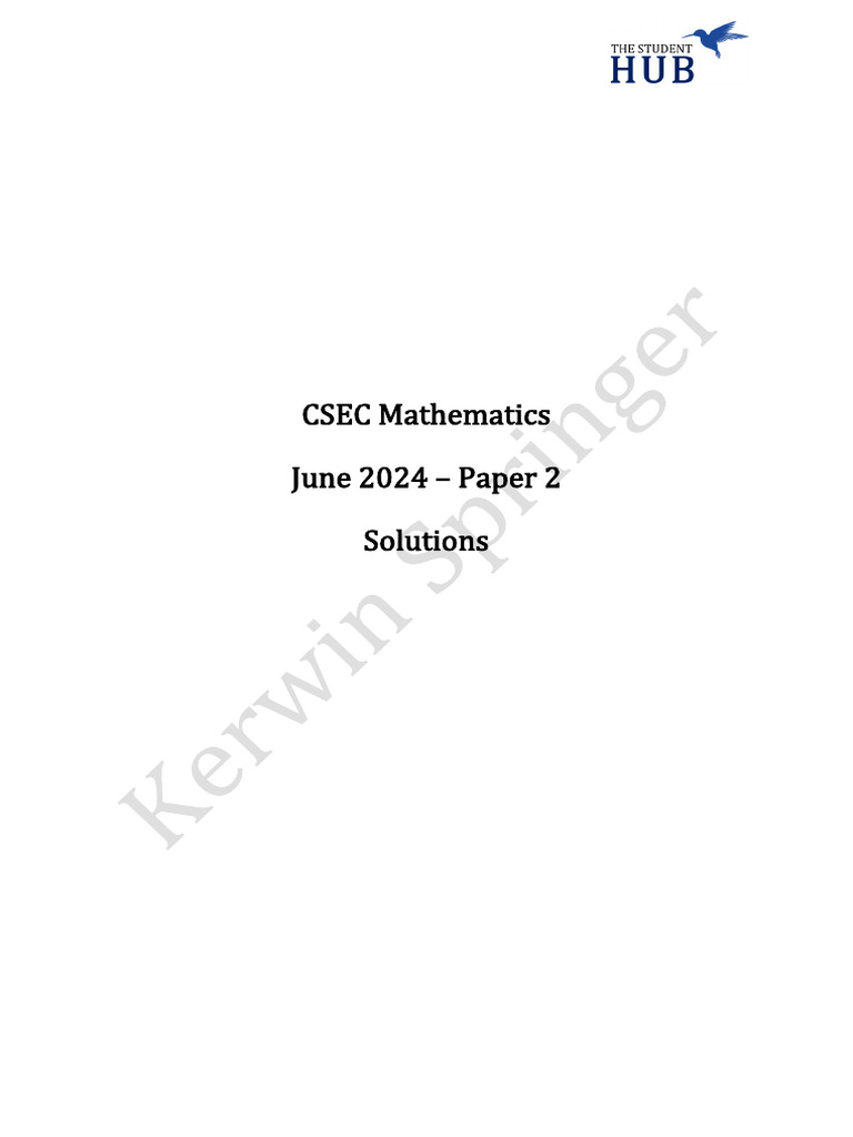 CSEC Maths - Paper 2 - June 2024 - Solutions | PDF | Circle | Slope