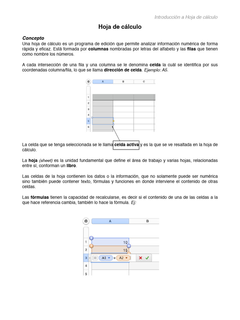 Hoja de Caì Lculo | PDF