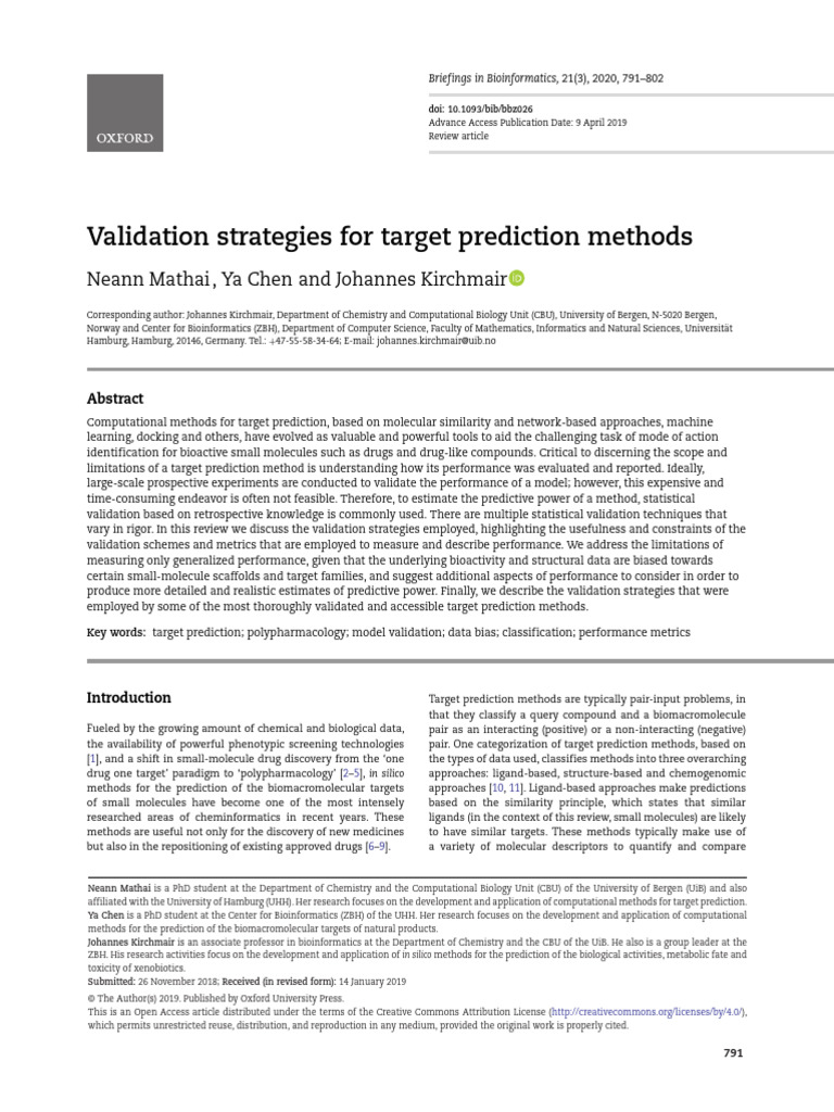 Validation Strategies For Target Prediction Methods | PDF | Receiver Operating Characteristic ...