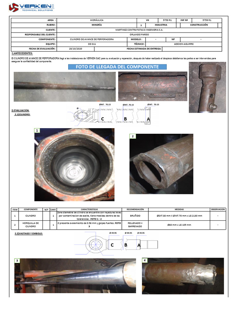OT_5759_R1_CILINDRO DE AVANCE DE PERFORADORA_MARTINEZ | PDF