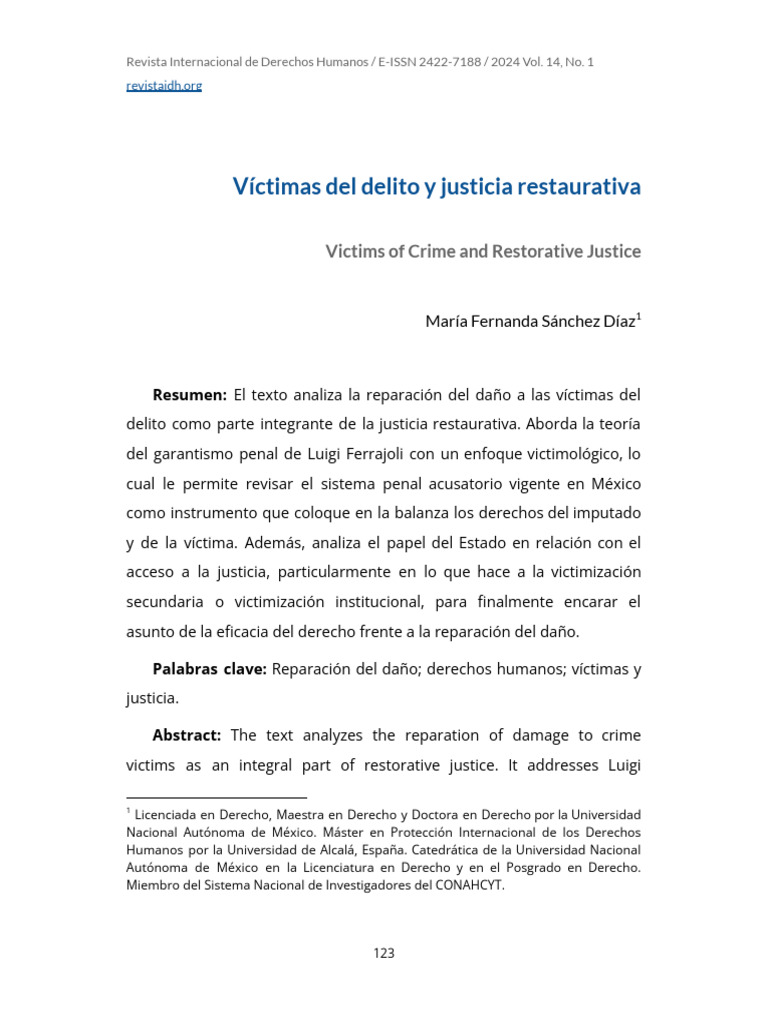 Victimas Del Delito y Justicia Restaurativa | PDF | Victimologia | La ...