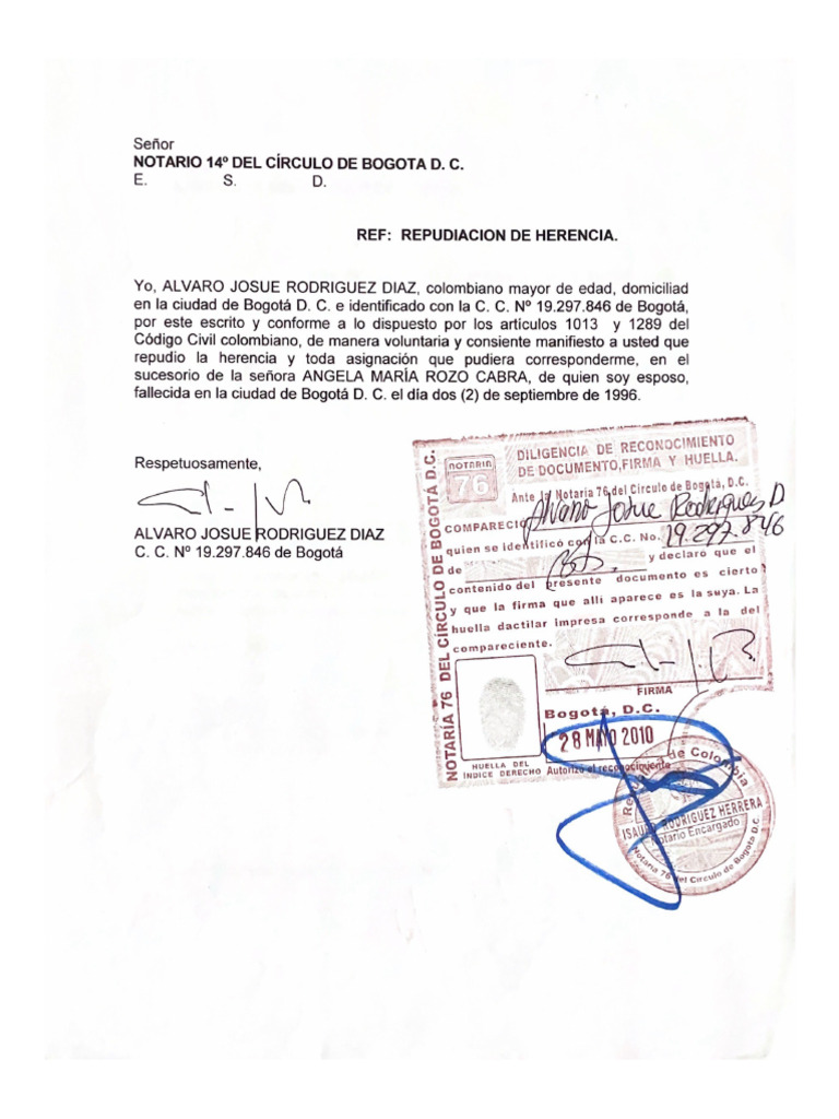 Notario 14° Del Círculo de Bogota D. C. | PDF Notario 14° Del Círculo de Bogota D. C. | PDF