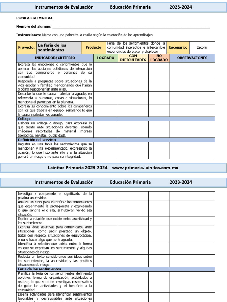 5 Ejainstrumentos de Evaluaci N (2023-2024) | PDF | Evaluación | Las emociones