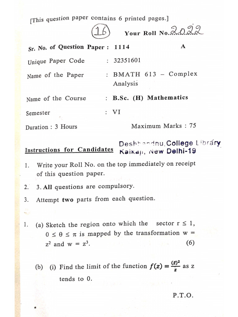 2022 COMPLEX ANALYSIS | PDF