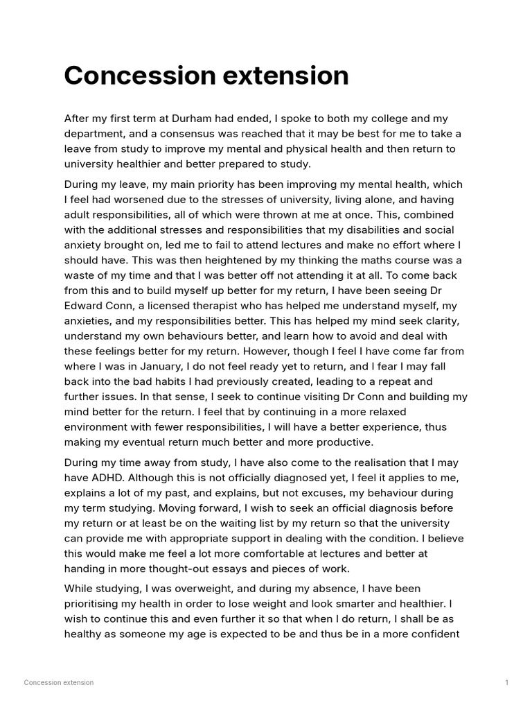 Concession Extension | PDF | Anxiety | Mind