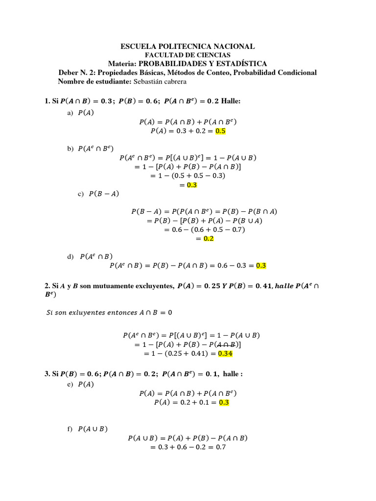 Deber N.2 Probabilidades | PDF | Probabilidad | Hamburguesas