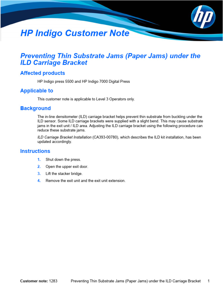 CN-1283 - Preventing Thin Substrate Jams (Paper Jams) Under The ILD ...