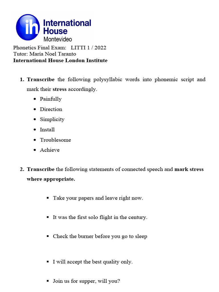 Sample Test Phonetics | PDF