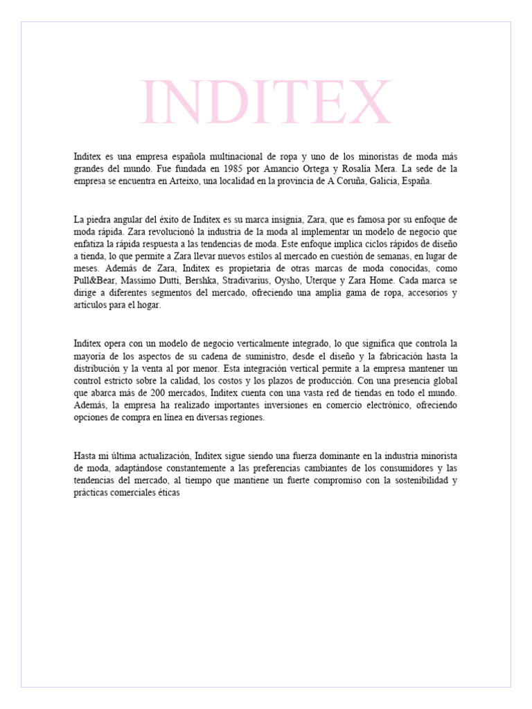 Inditex: Líder en Moda Rápida y Sostenible | PDF | aduana | Honduras
