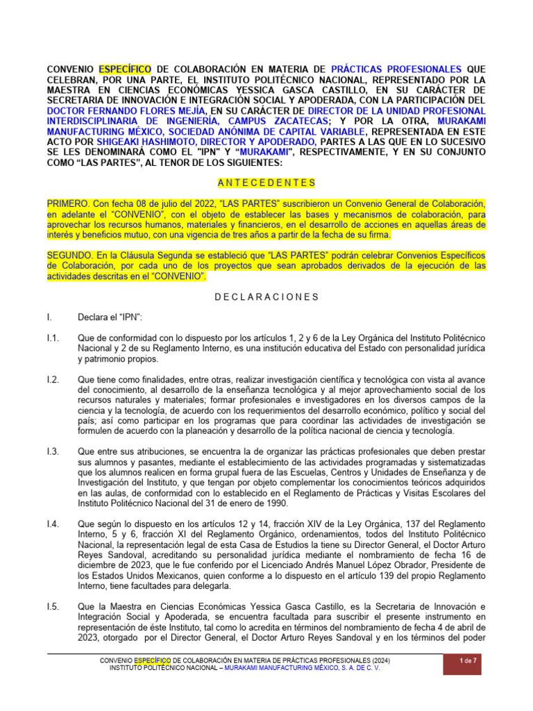 Formato - CCPP - Dri 2024 | PDF | Tratado | México