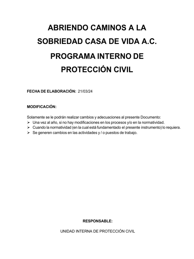 Programa_interno_protección_civil_2024 | PDF | Defensa Civil | Riesgo
