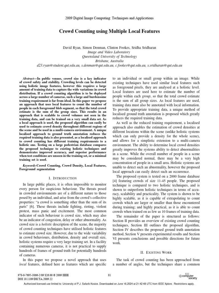 Crowd Counting Using Multiple Local Features | PDF | Image Segmentation ... Crowd Counting Using Multiple Local Features | PDF | Image Segmentation ...