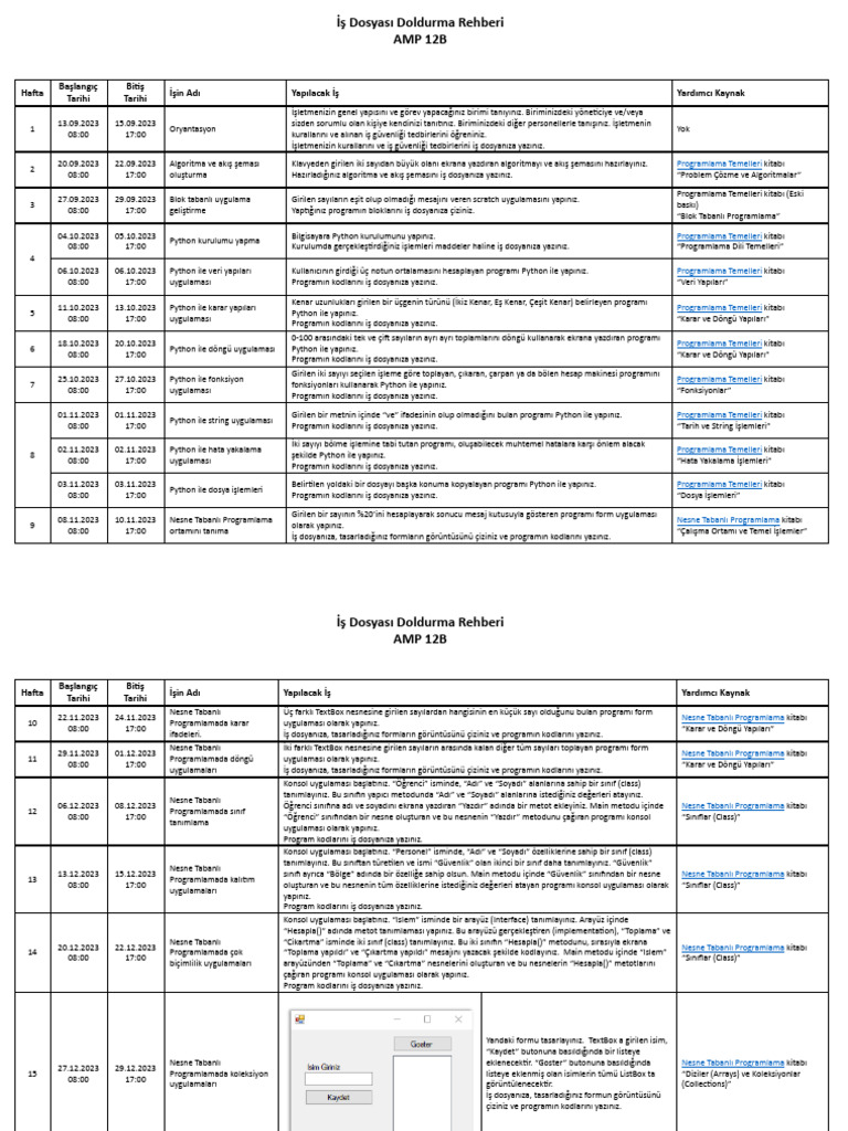 İş Dosyası Doldurma Rehberi AMP 12B | PDF