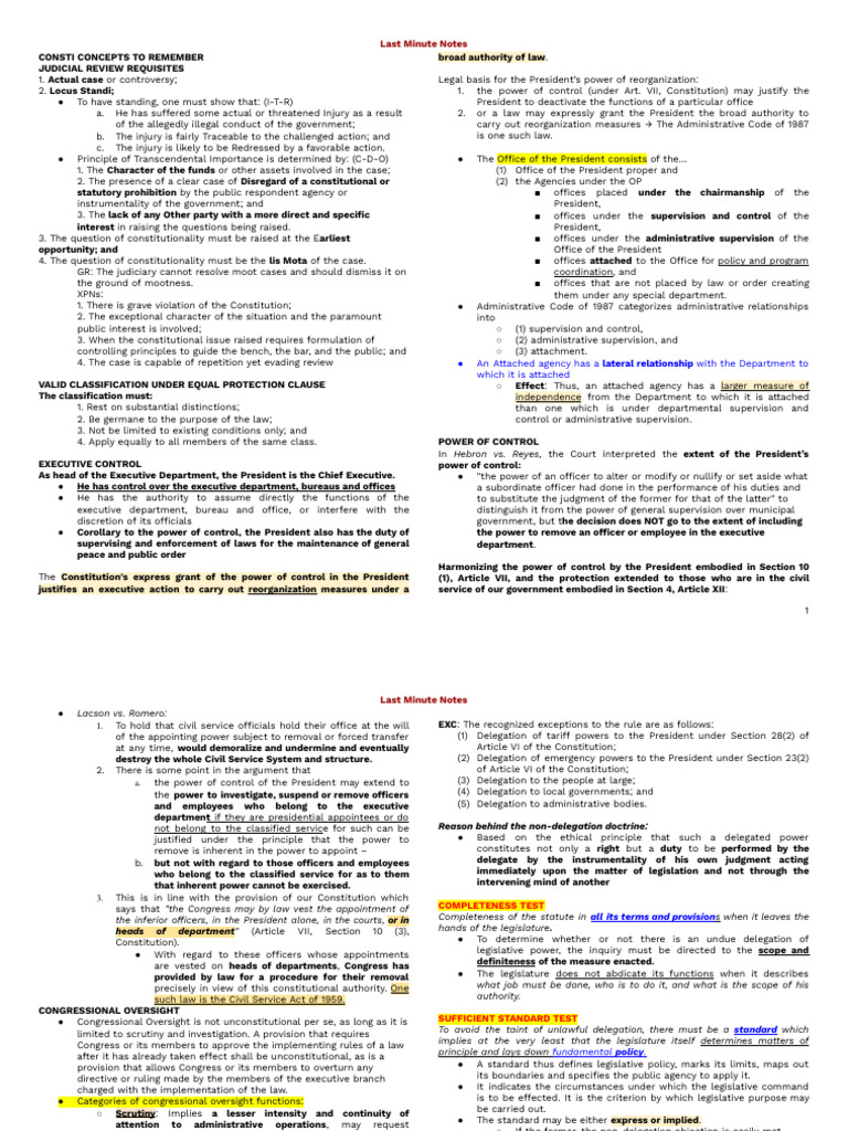 LAW 123 Last Minute Notes | PDF | Search Warrant | United States Congress