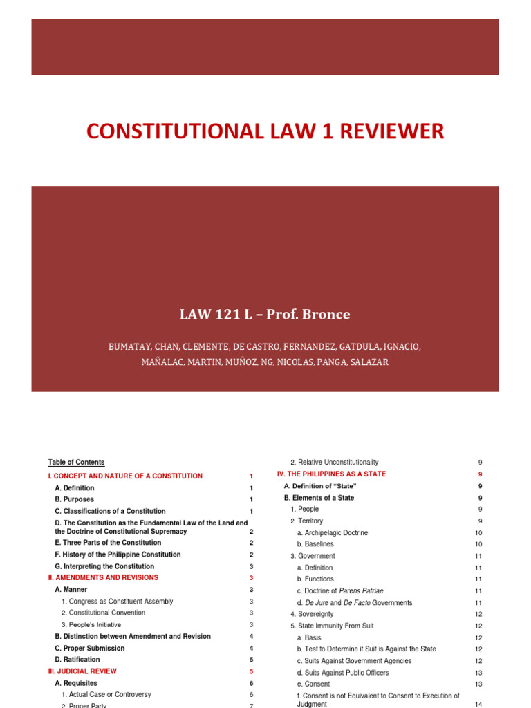 Consti 1 Reviewer | PDF | Constitution | Presidents Of The United States