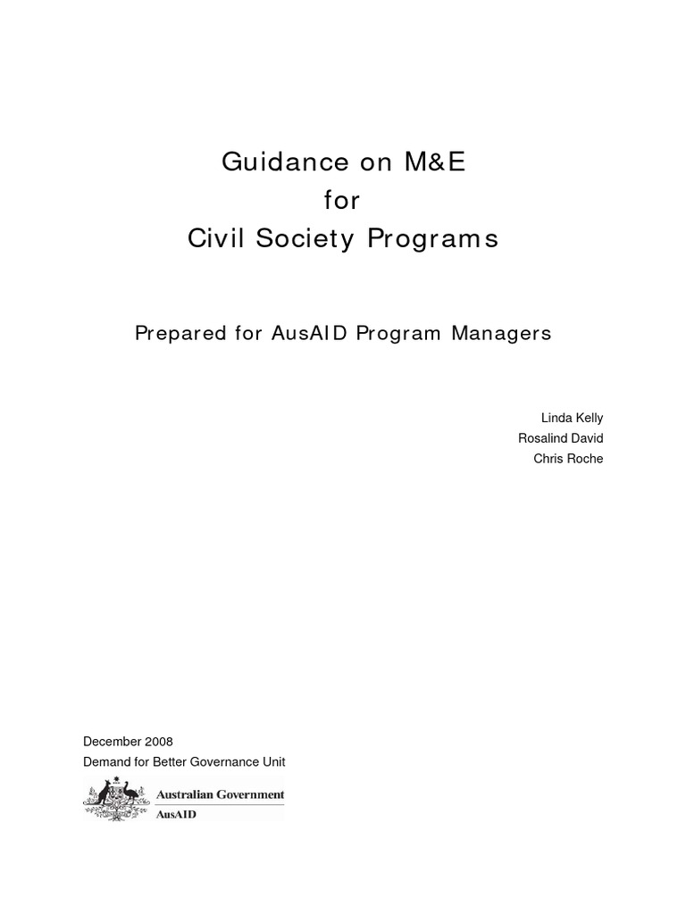 AusAID Guidance On MandE For CS Programs | PDF | Evaluation | Gender