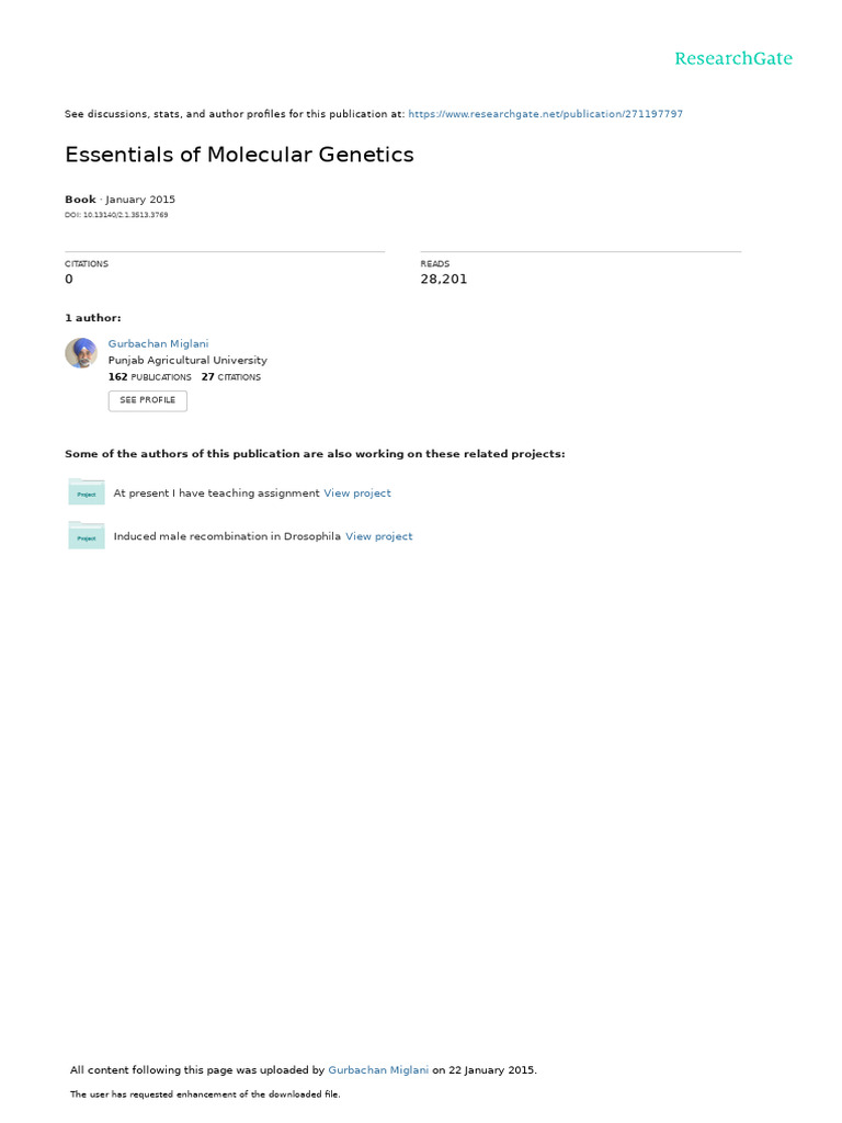 Essentials of Molecular Genetics: January 2015 | PDF | Gene | Gene ...