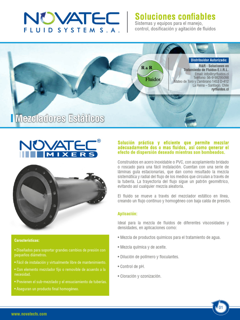 Novatec Mezcladores Estaticos | PDF | Tubería (transporte de fluidos)