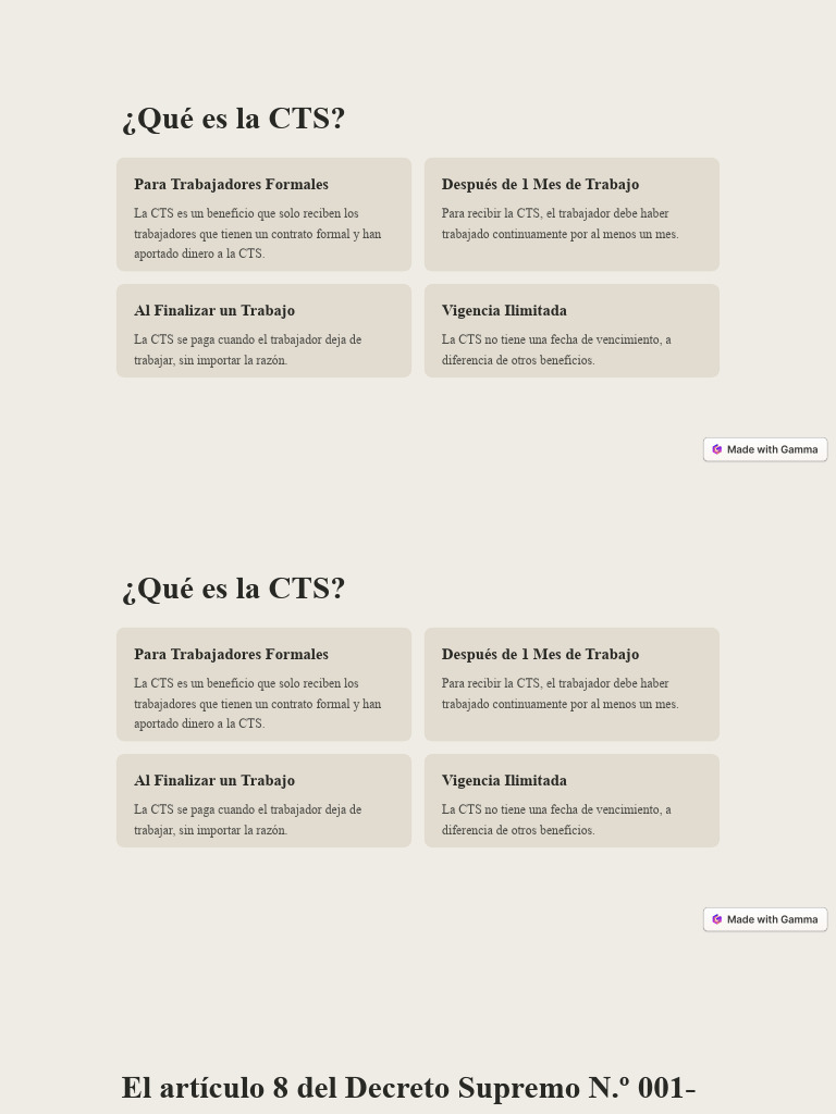 Beneficios y Cálculo de la CTS | PDF | Salario | Economias