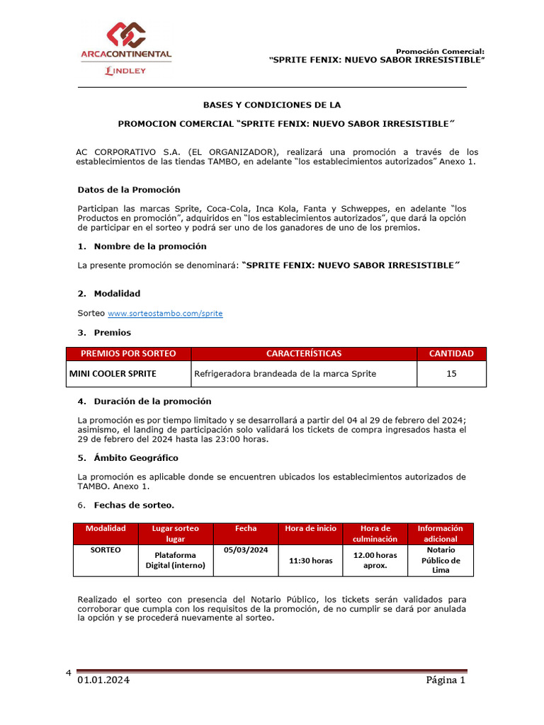 Bases y Cond Sprite Fenix Tambo 02022024 | PDF | Documento de identidad ...