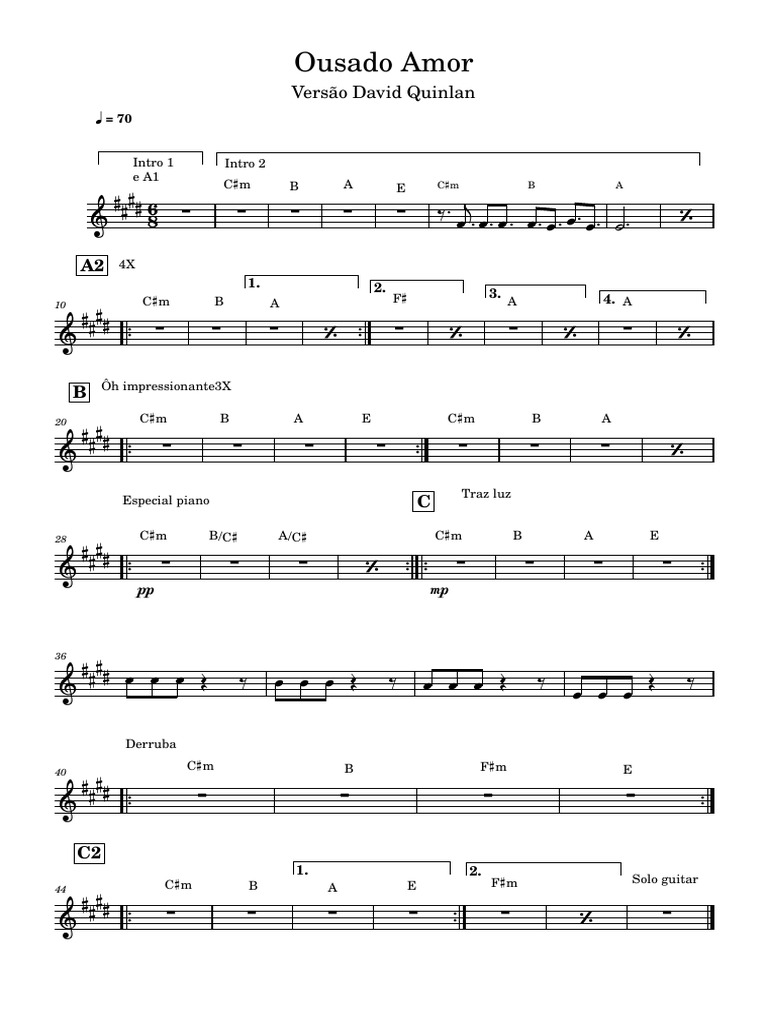 Ousado Amor David Quinlan | PDF | Musical Keys | Compositions