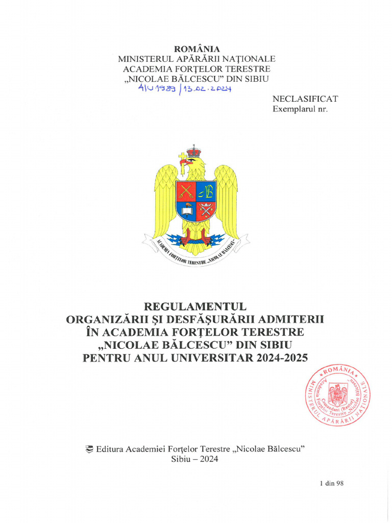 Regulament Admitere AFT-1 | PDF