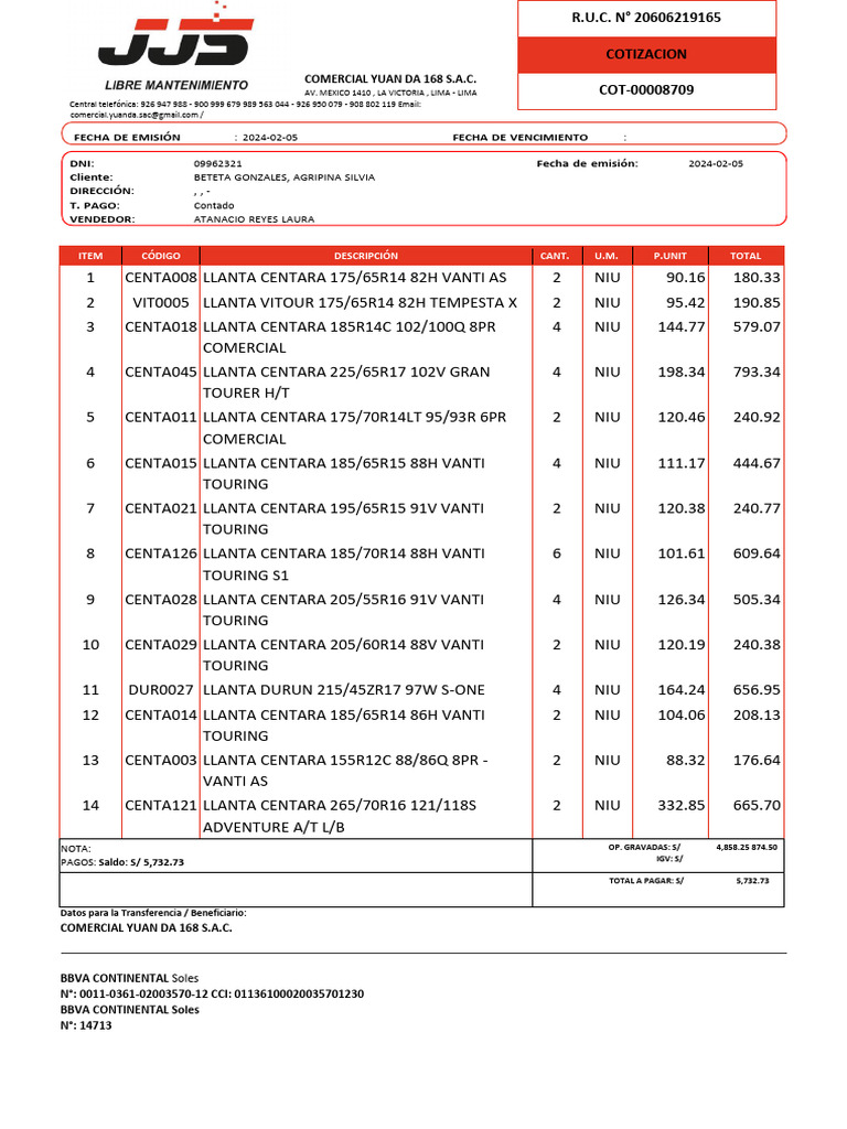 Cotizacion JJS 8709 | PDF | Tecnología