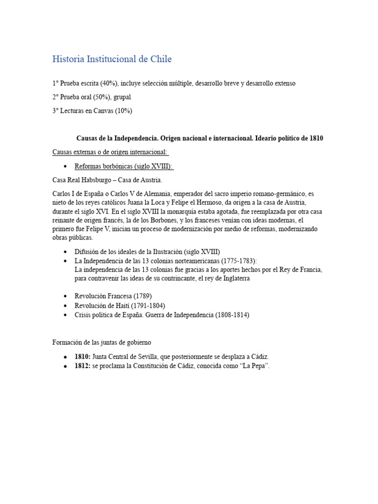 Historia Institucional de Chile | PDF