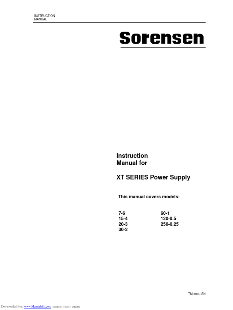 XT Series | PDF | Power Supply | Electronics