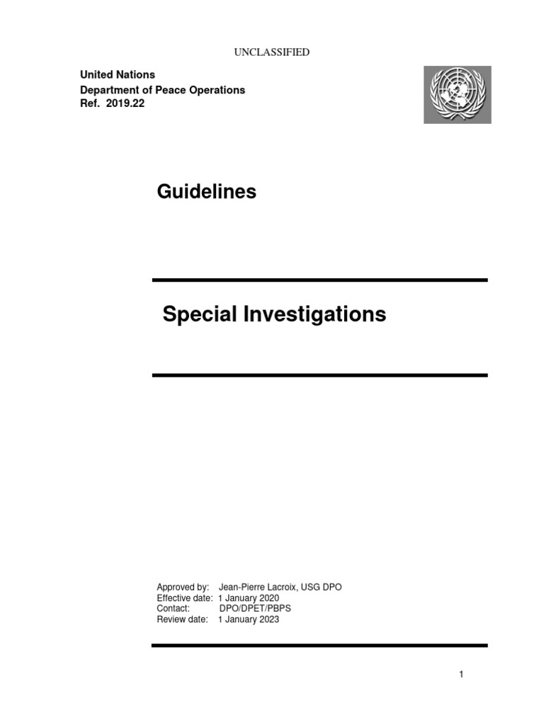 UN Guidelines for Special Investigations | PDF | Peacekeeping | United ...