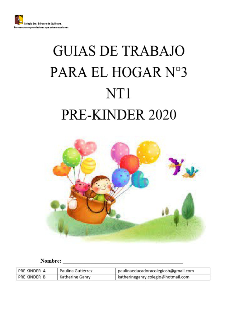 Guías de Trabajo para Pre Kinder 2020 | PDF | Lápiz