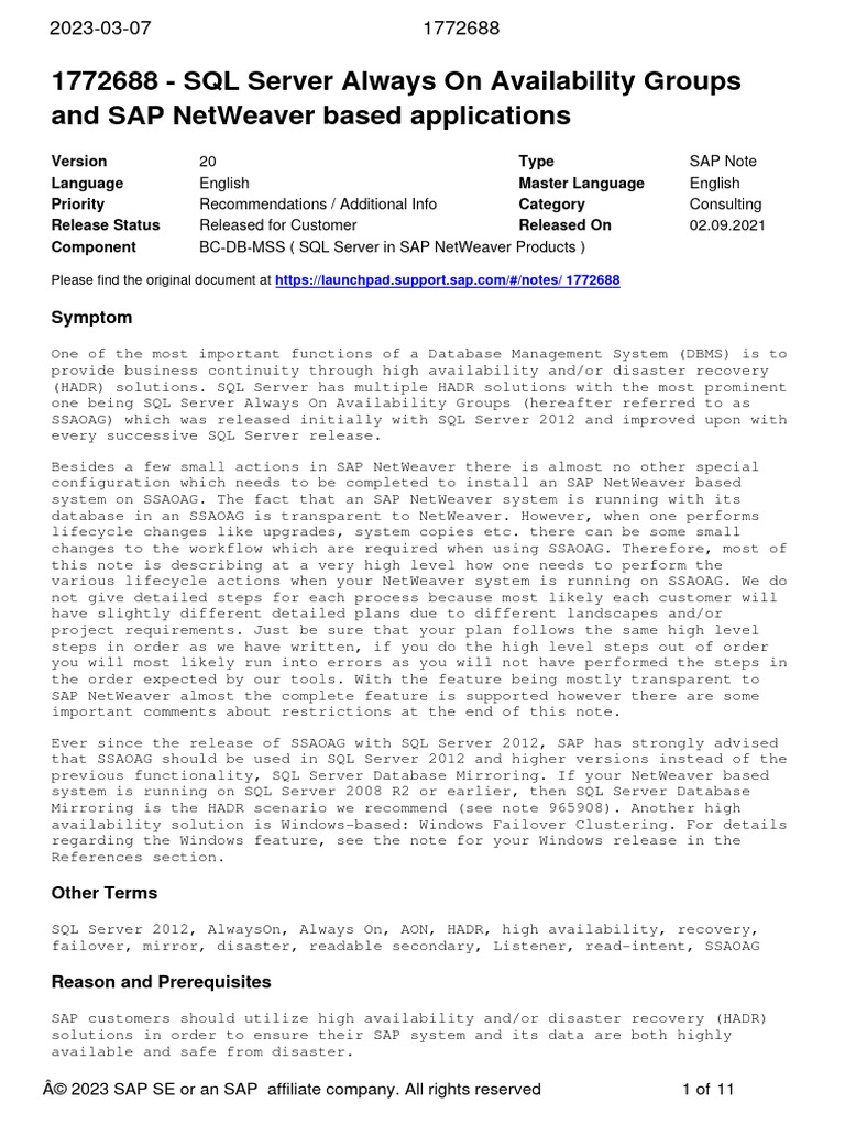 SQL Server Always On Availability Groups and SAP NetWeaver Based ...
