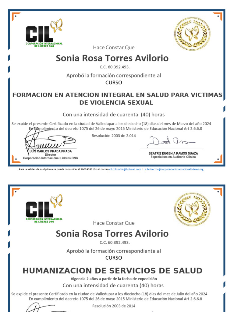 Certificados (3) Sonia | PDF