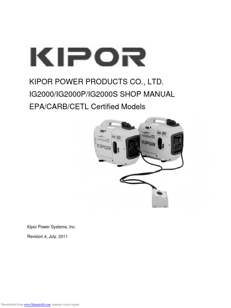 KIPOR Ig2000 | PDF | Internal Combustion Engine | Electric Generator