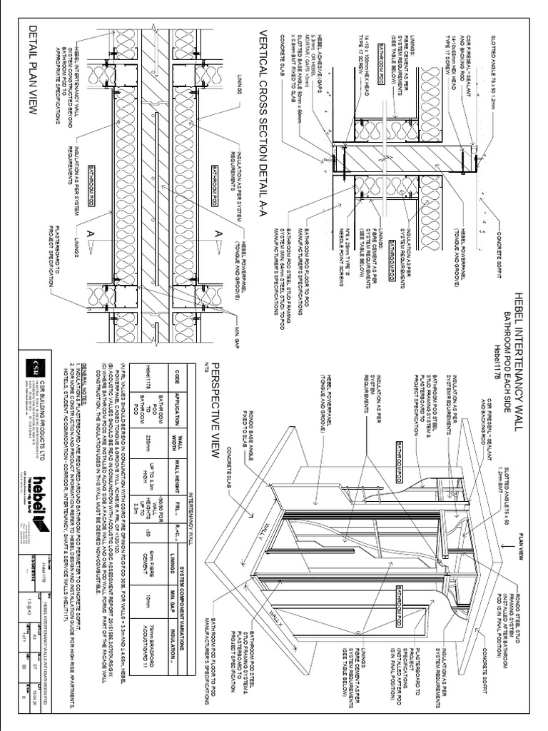 Hebel1178 Intertenancy Pod One Side | PDF | Wall | Concrete