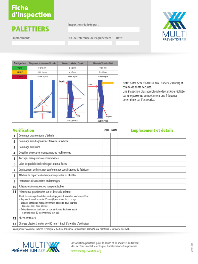 Multiprevention Fiche Inspection Palettiers 1 | PDF