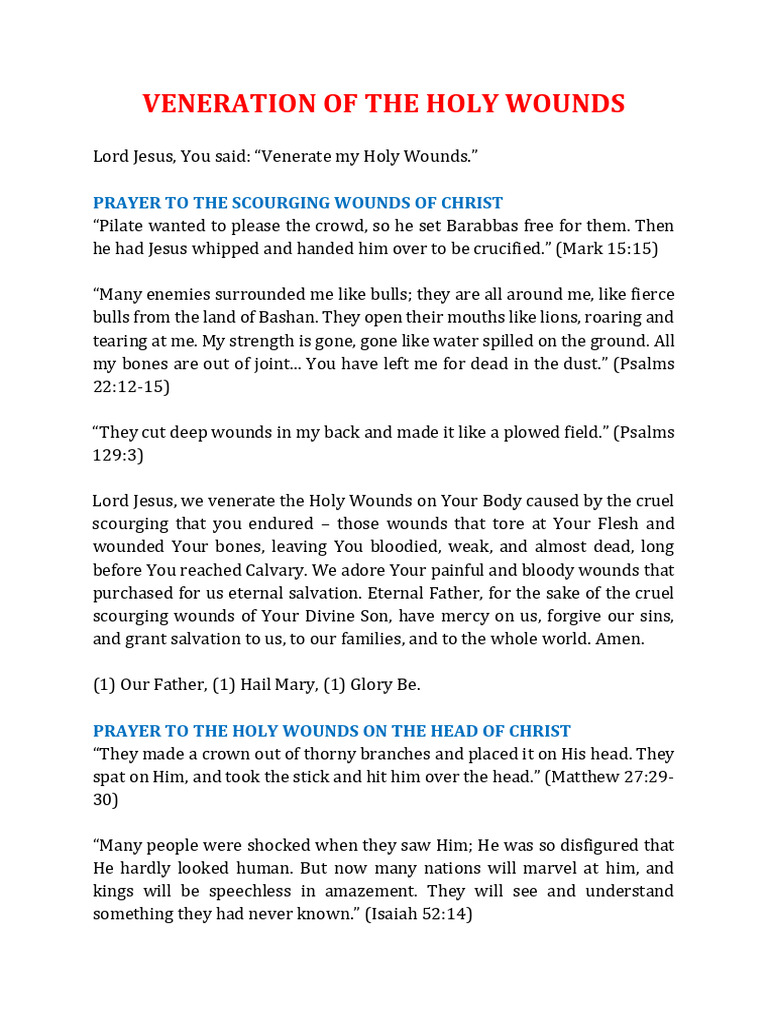 Veneration of the Holy Wounds | PDF | God The Father | Jesus