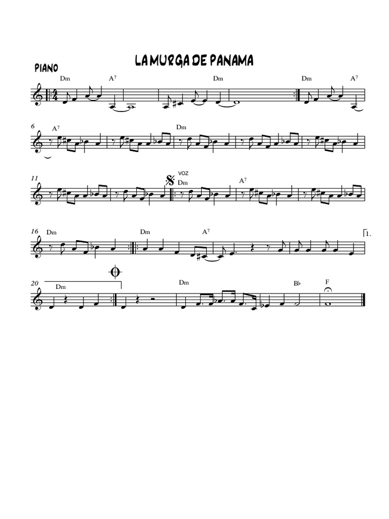 LA MURGA de PANAMA Piano - Partitura Completa | PDF
