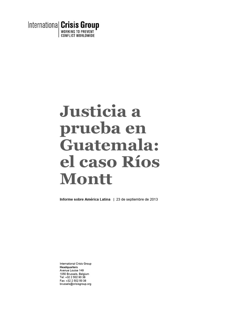 Justice On Trial in Guatemala The Rios Montt Case Spanish | PDF ...